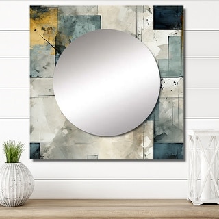 Designart "Grey Industrial Concrete Pattern" Modern Wall Mirror - Geometric Square Mirror For ...